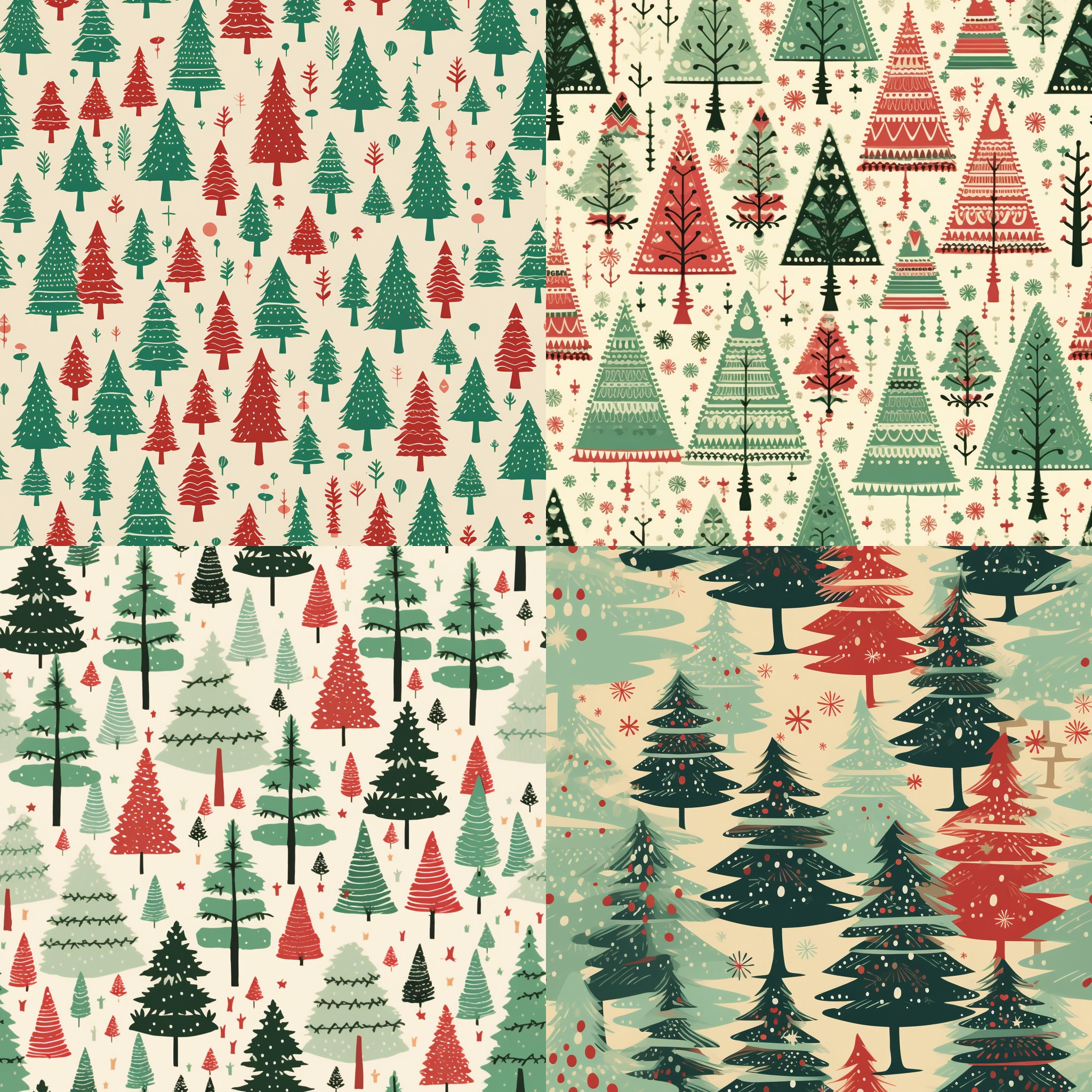 Retro Christmas Digital Paper, Instant Download Scrapbook Paper ...