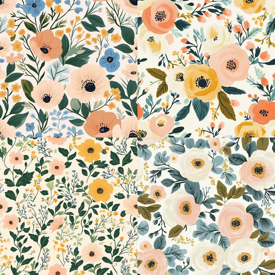 Rifle Paper Co. Inspired Digital Paper, Instant Download Scrapbook ...