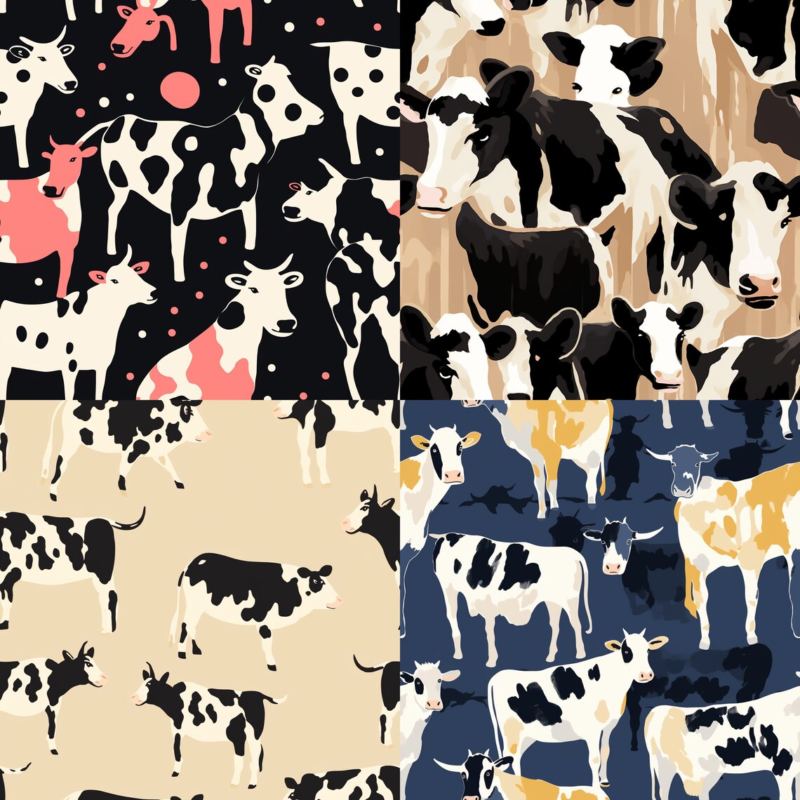 Cow Art Digital Paper, Instant Download Scrapbook Paper, Printable ...