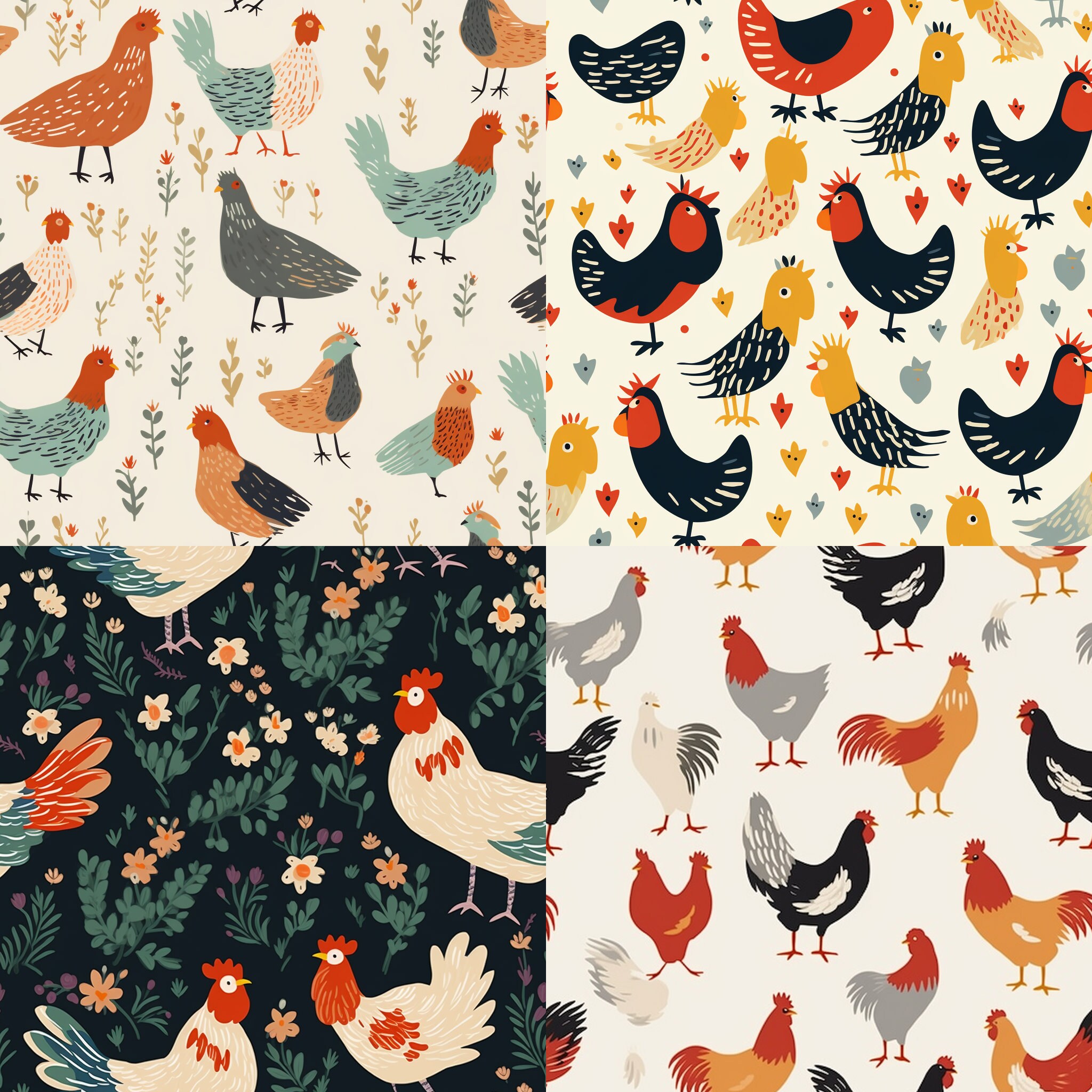 Chicken Doodles Digital Paper, Instant Download Scrapbook Paper ...