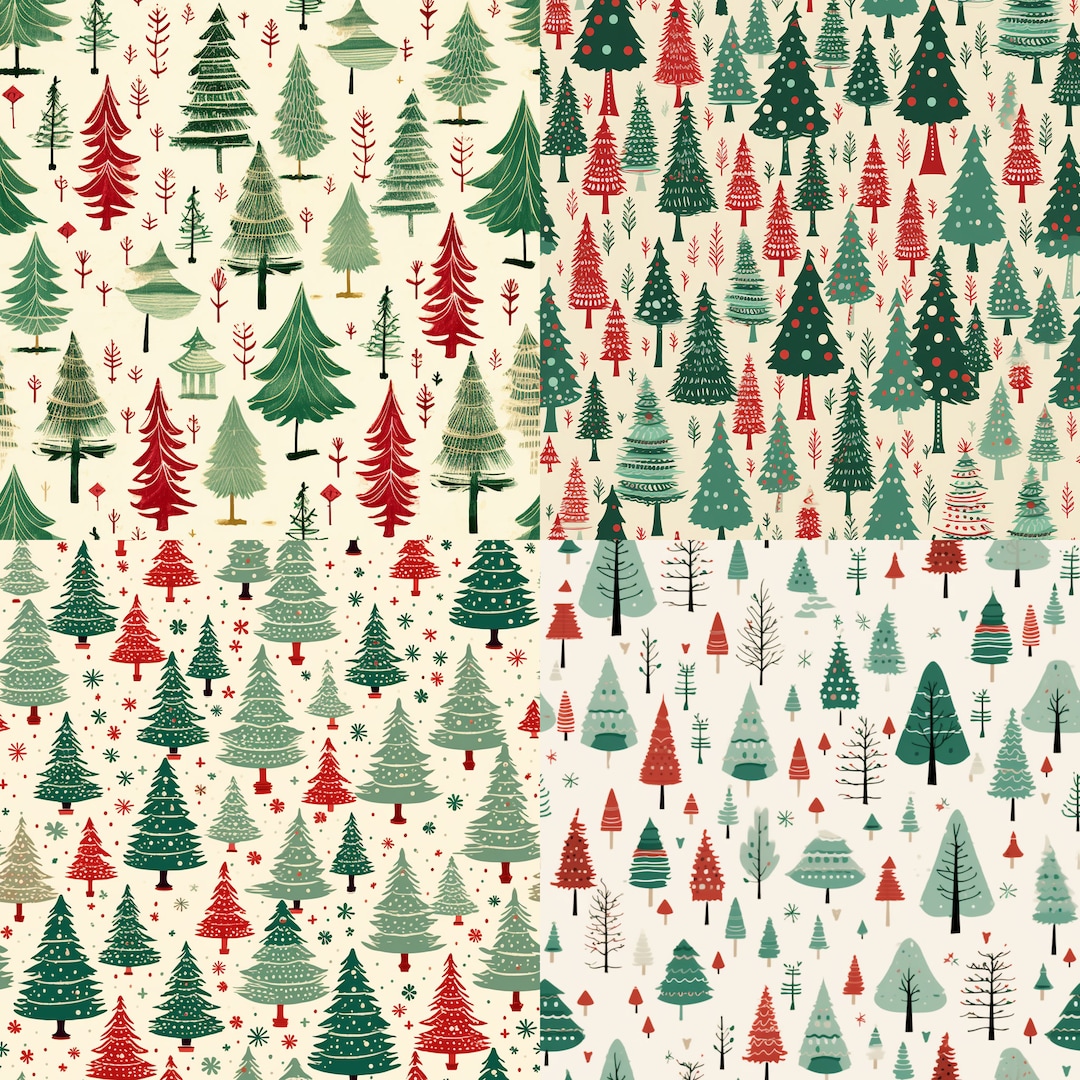 Retro Christmas Digital Paper, Instant Download Scrapbook Paper ...