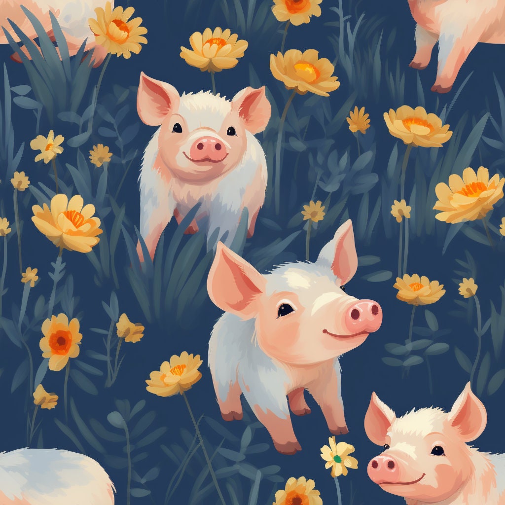 Pig Art Digital Paper, Instant Download Scrapbook Paper, Printable ...