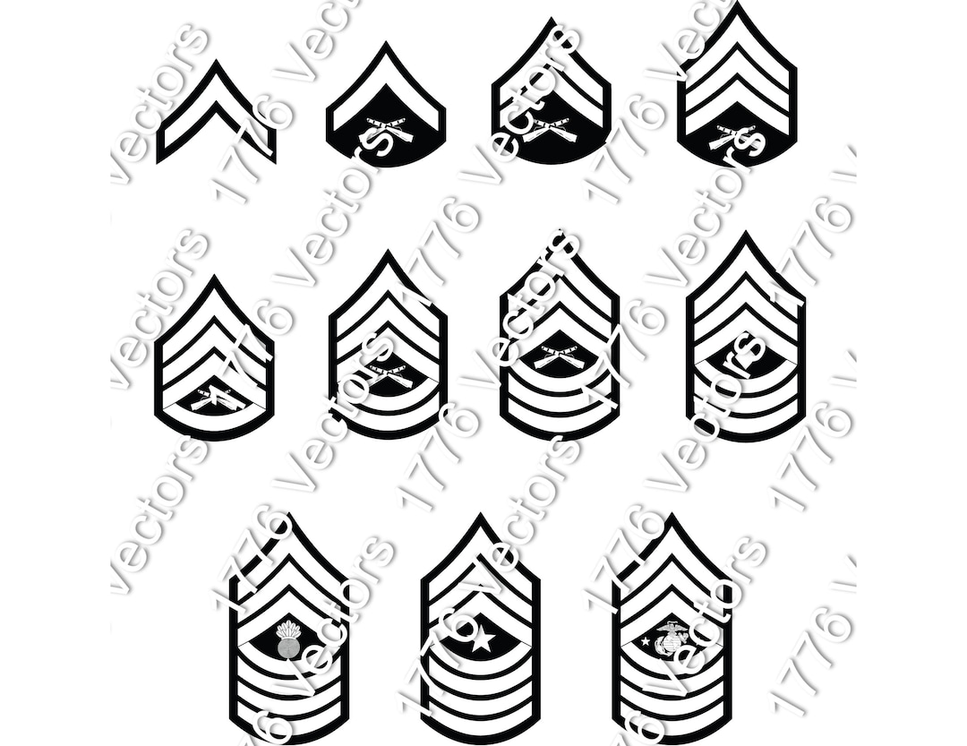 USMC Marine Corps Enlisted Rank Insignias Scalable Vector File AI, EPS ...