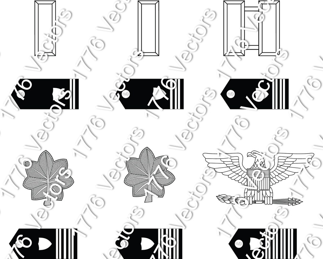 USCG Coast Guard Officers Rank Insignia O1-6 Vector File AI, EPS, Dxf ...