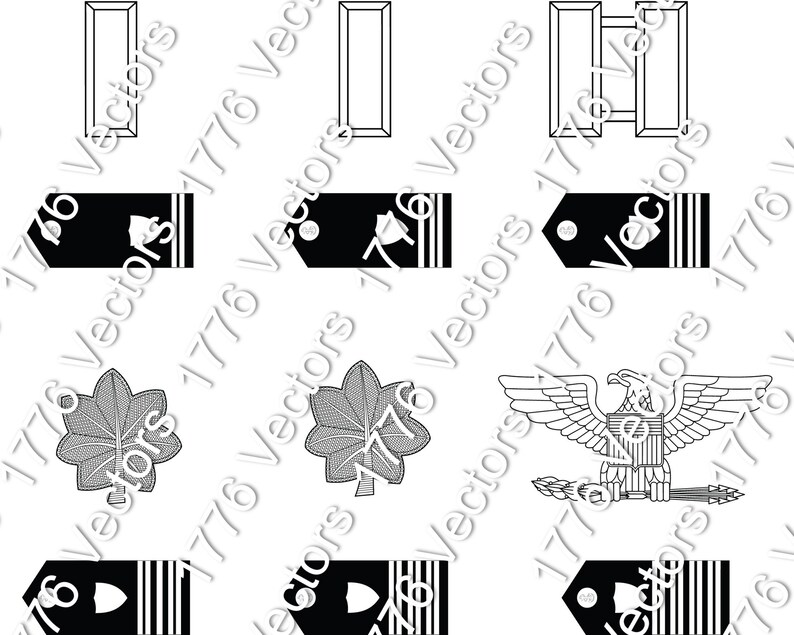 USCG Coast Guard Officers Rank Insignia O1-6 Vector File AI, EPS, Dxf ...