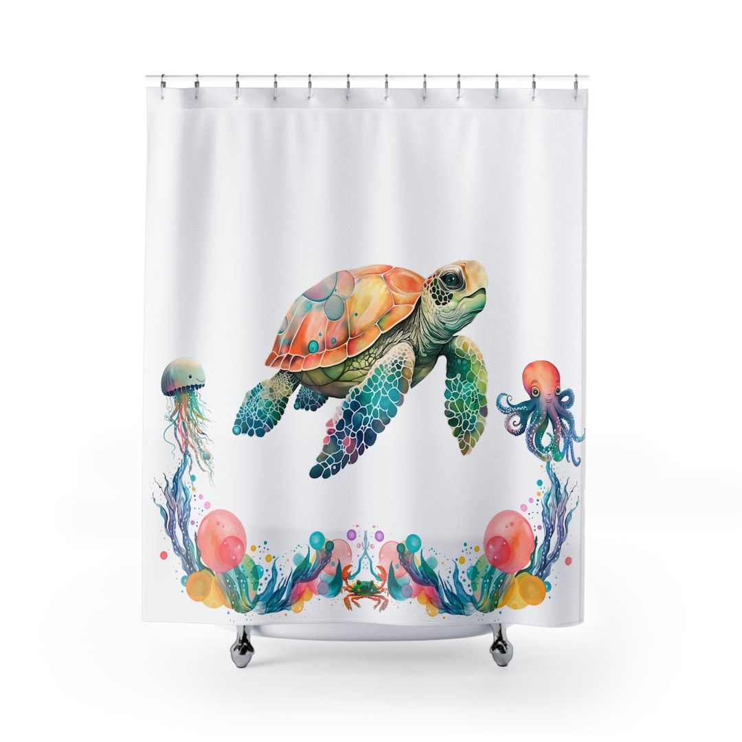 Underwater Sea Turtle Shower Curtain Polyester Shower - Etsy