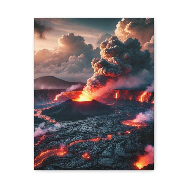 Volcano Canvas Print: Erupting Lava Landscape, Gallery Wall Art - Etsy