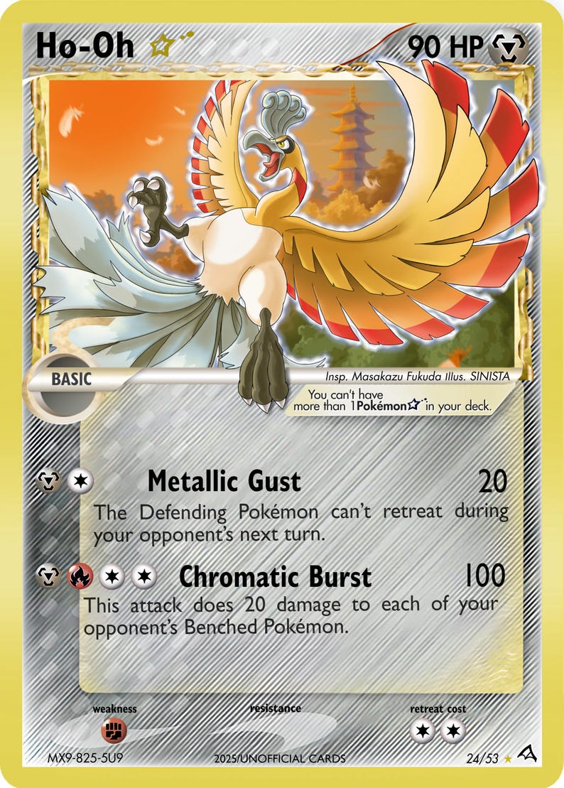 Ho-oh Gold Star - Pokémon Card CUSTOM - Etsy