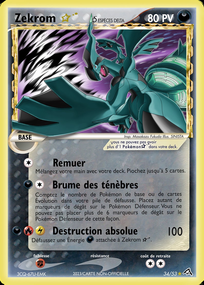 Zekrom Gold Star [FR] - Etsy