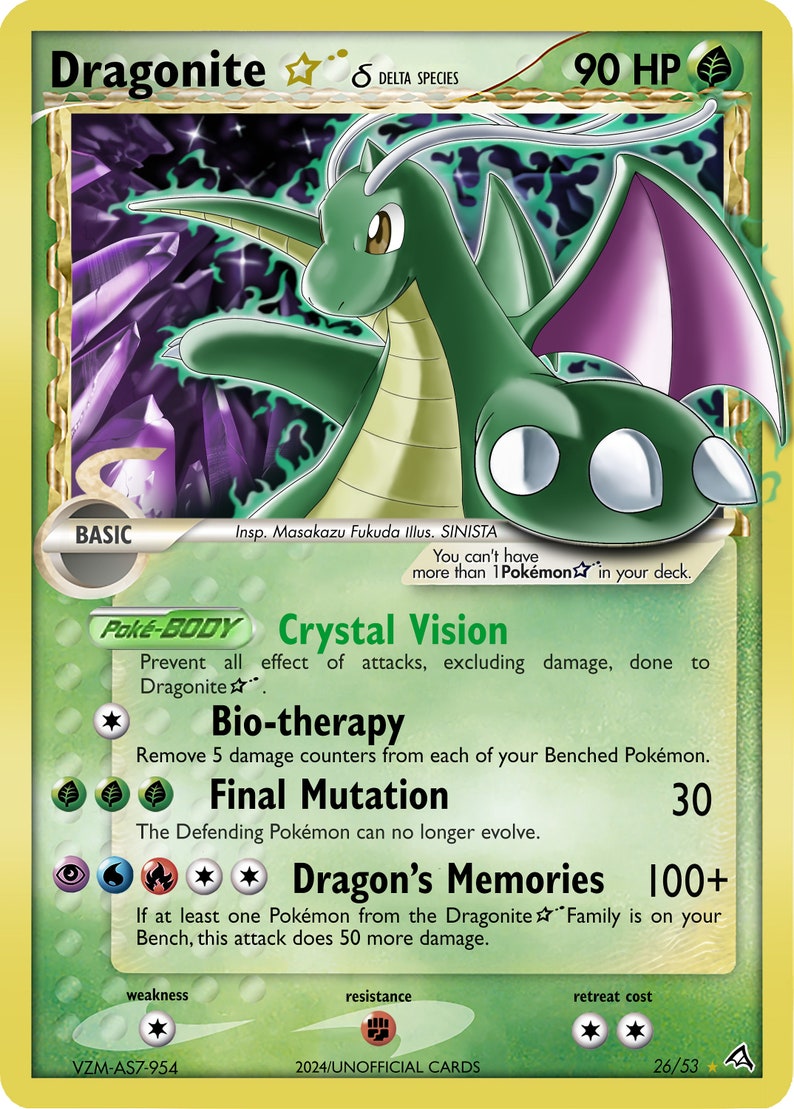 Dragonite Gold Star - Pokémon Card CUSTOM - Etsy