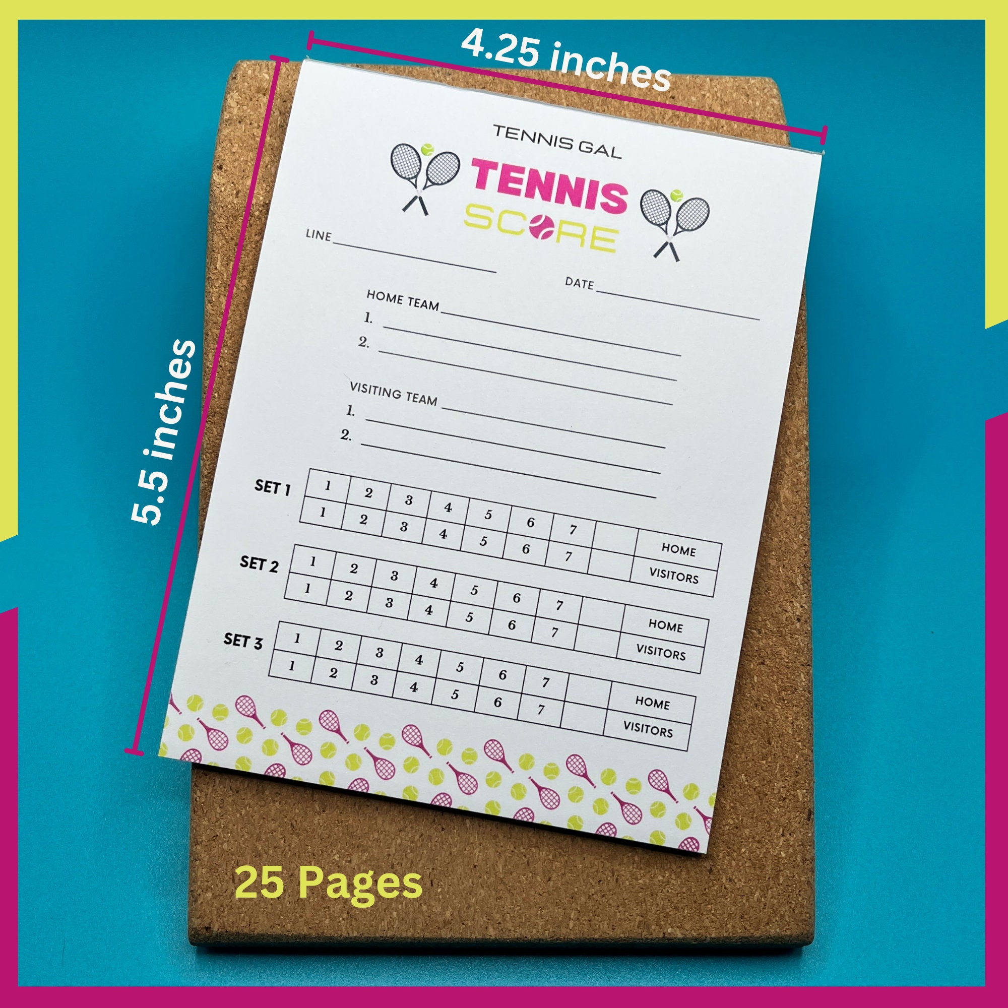 TENNIS SCORECARD PAD, Tennis Match Score Card Sheets, Cute Tennis ...
