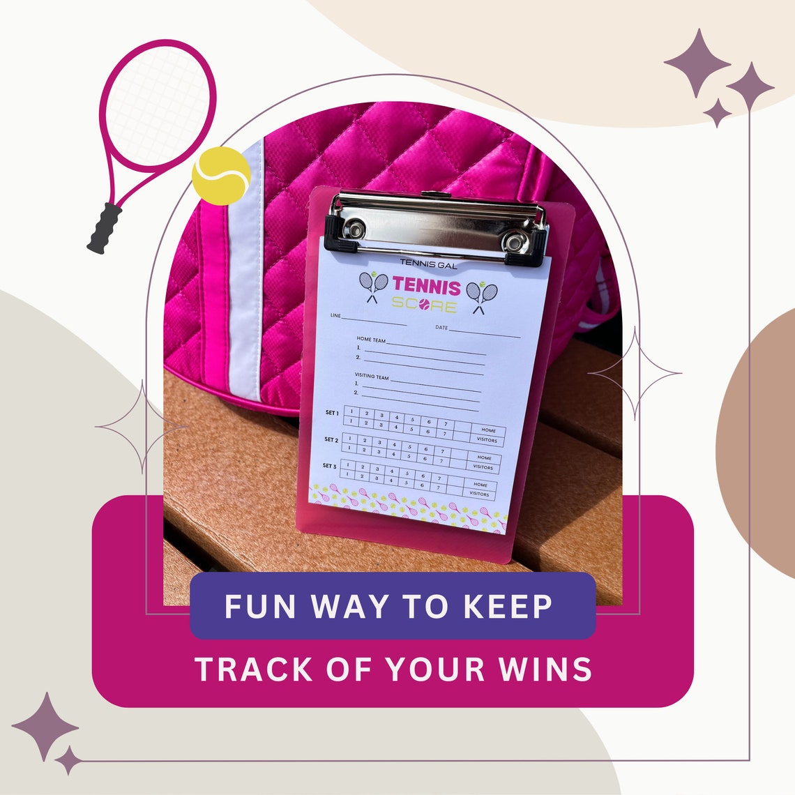 TENNIS SCORECARD PAD, Tennis Match Score Card Sheets, Cute Tennis ...