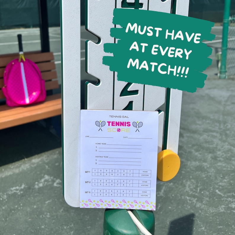 TENNIS SCORING NOTEPAD & Pen, Tennis Score Keeper, Cute Tennis Racket ...