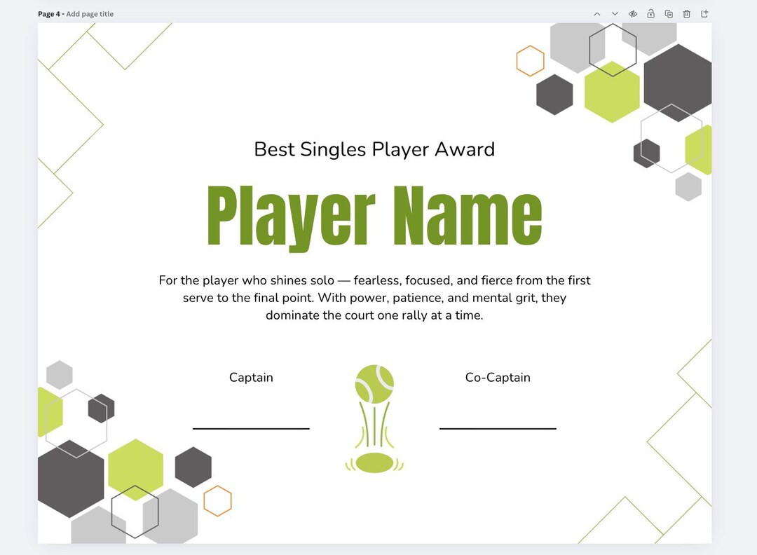 Editable Tennis Award Certificates | Printable Tennis Team Awards | End ...