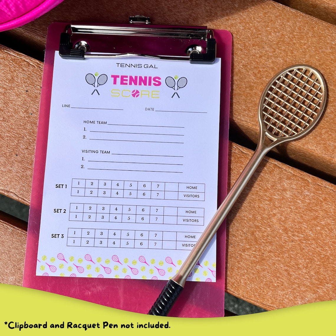 TENNIS SCORECARD PAD, Tennis Match Score Card Sheets, Cute Tennis ...