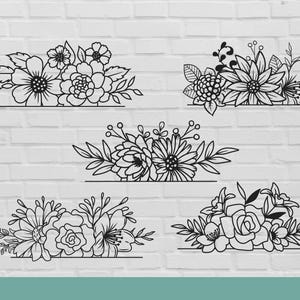 Floral Split SVG, Floral Frame Svg, Flower Border Svg, Split Monogram ...