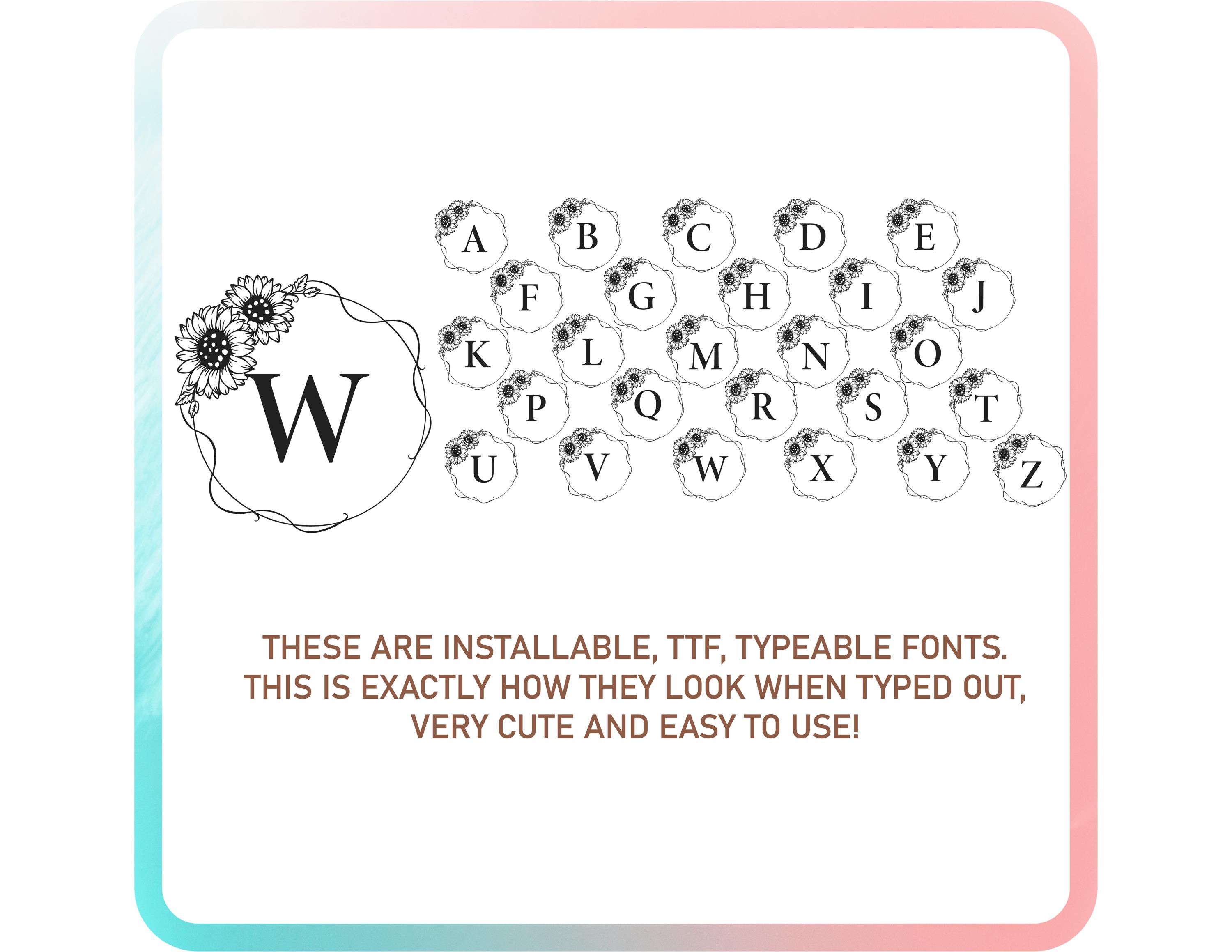 Monogram Font SVG/TTF Bundle Floral Fonts Ttf, Floral Alphabet Svg ...