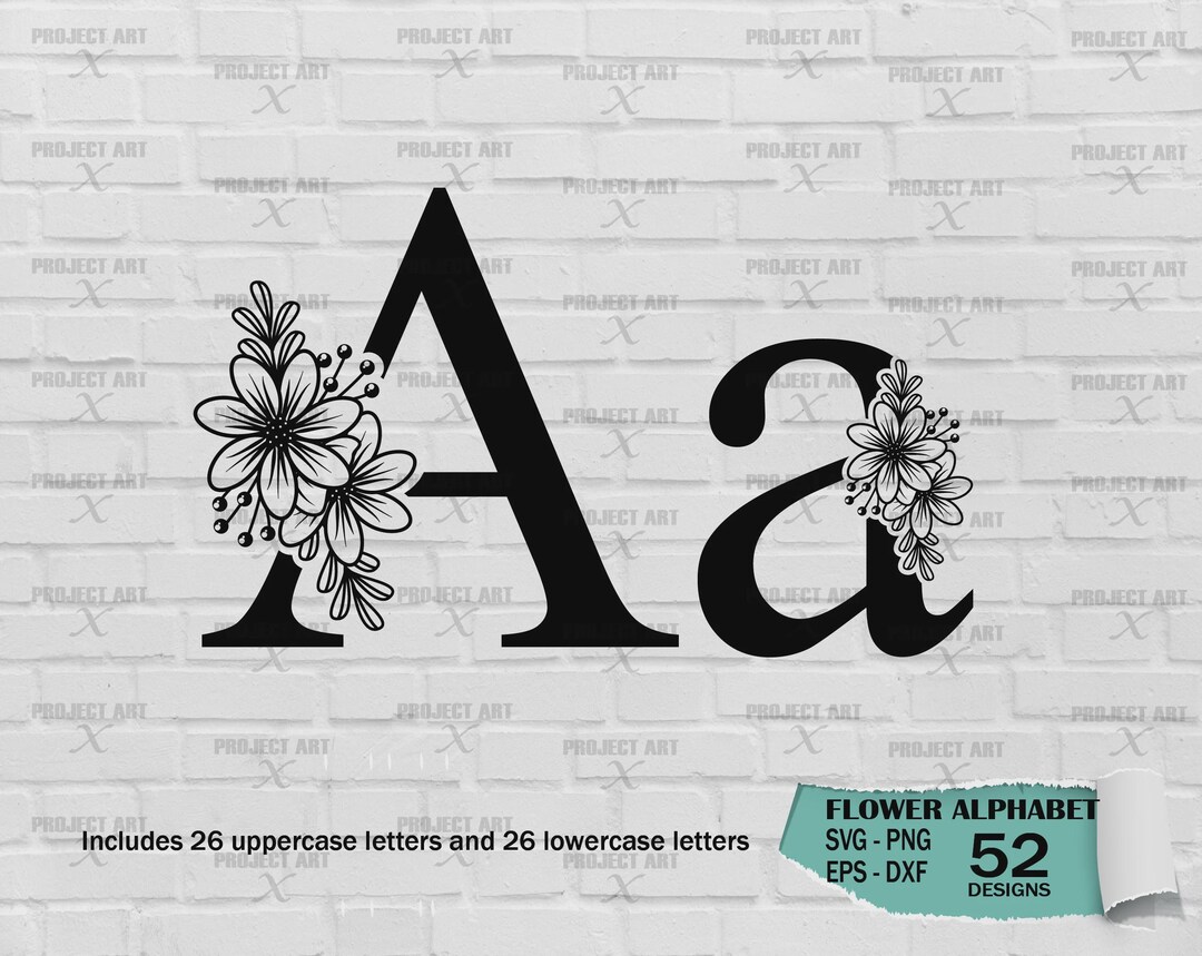 Flower Alphabet SVG, Flower Split Monogram Alphabet, Alphabet Monogram ...