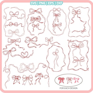 Bow Borders, Ribbon Bow SVG Bundle, Ribbon Svg, Bow Clip Art Png, Bow ...