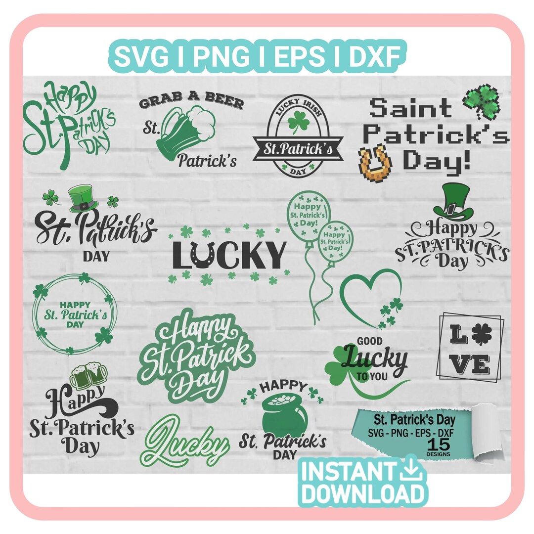 St. Patrick’s Day SVG Bundle, Lucky Shamrock SVG, Leprechaun Clipart ...