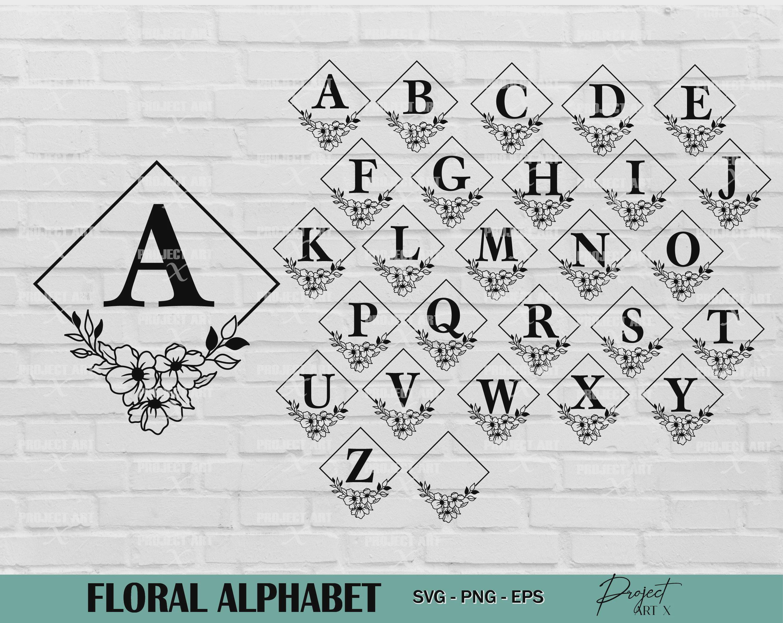 Floral Alphabet Svg, Alphabet Monogram Svg, Split Monogram Svg, Flower ...