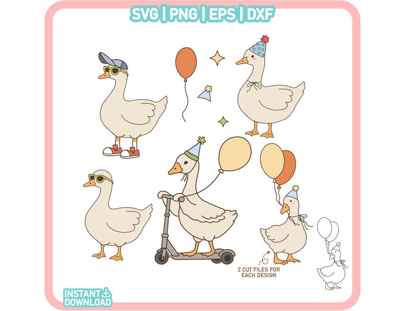 Silly Goose Clipart Set SVG PNG, Silly Goose Shirt Design, Hippie Goose ...