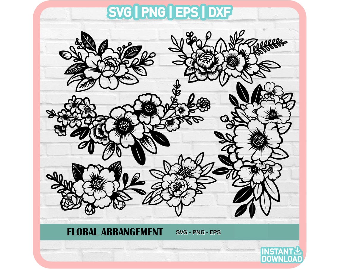 Flower Svg Bundle, Floral Arrangement Svg, Floral Svg, Wildflower Svg ...