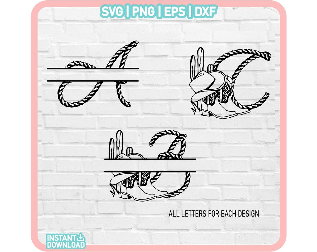 Western Split Alphabet, Split Monogram SVG, Split Monogram Frame ...