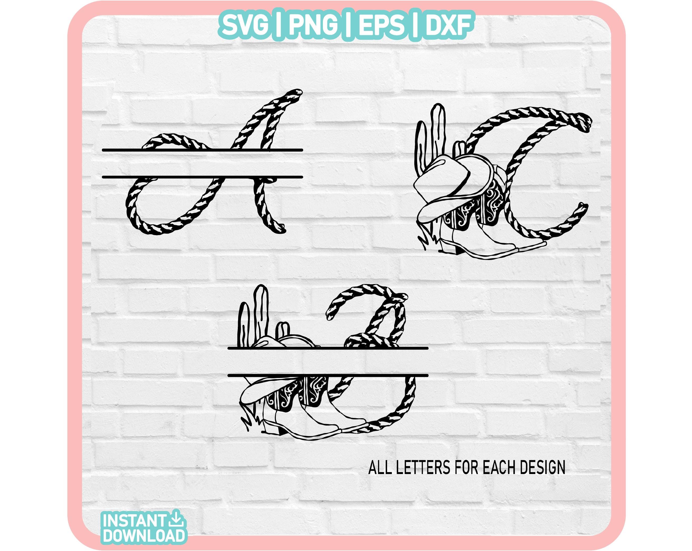 Western Split Alphabet, Split Monogram SVG, Split Monogram Frame ...
