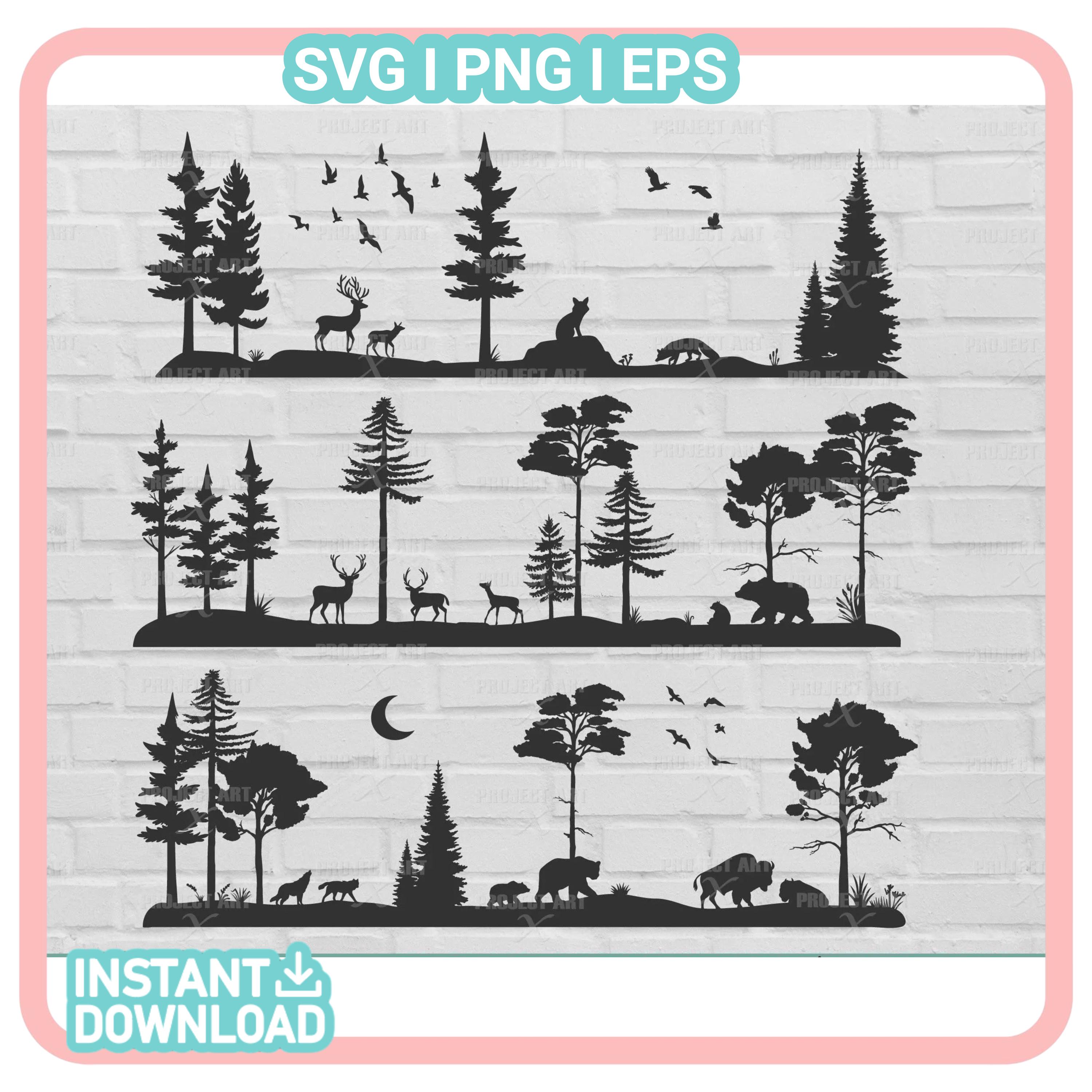 Woodland Scene Svg, Animal in Forest Svg, Spruce Forest Svg, Nature Svg ...