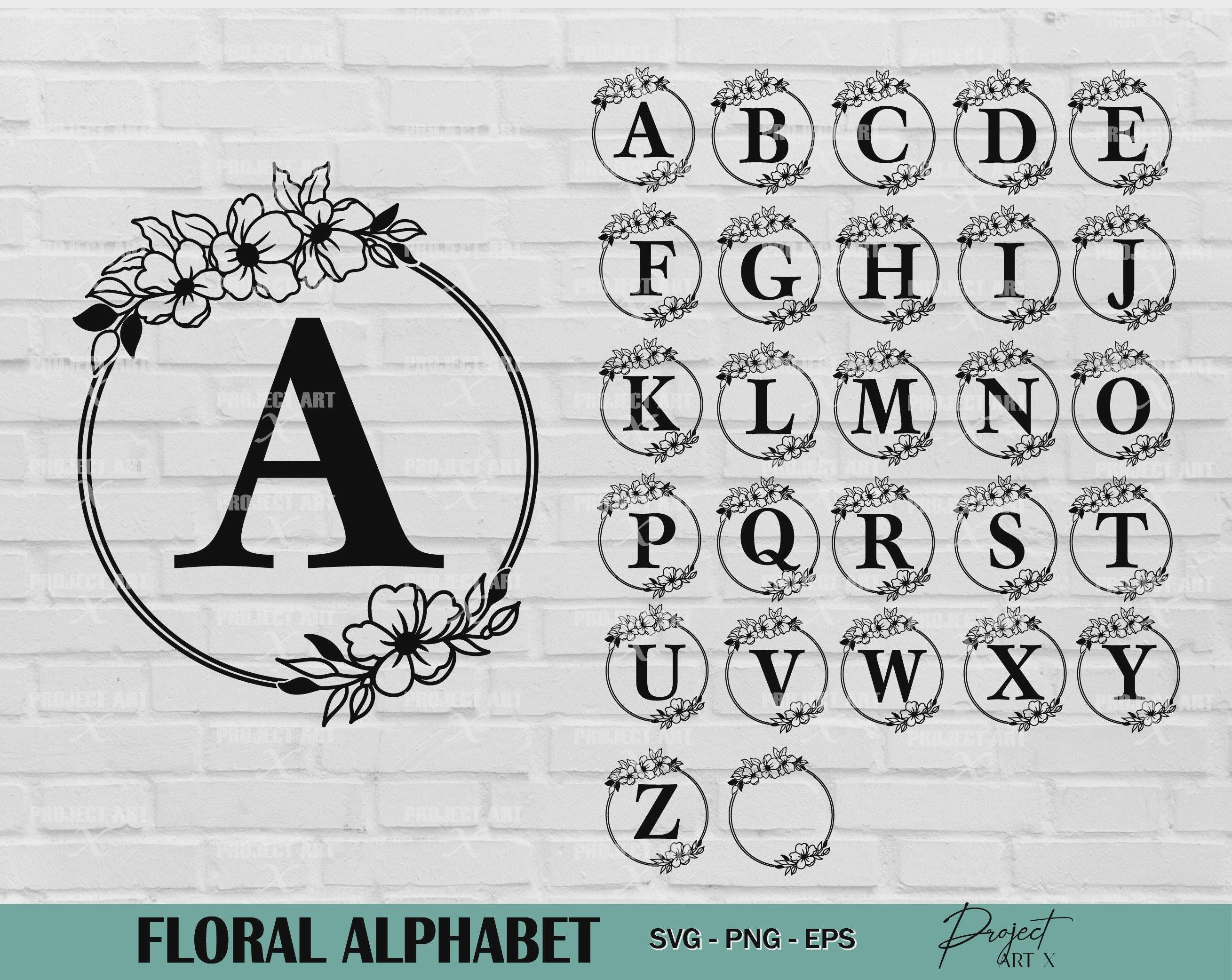 Floral Alphabet Svg, Alphabet Monogram Svg, Split Monogram Svg, Flower ...