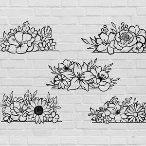 Floral Split SVG, Floral Frame Svg, Flower Border Svg, Split Monogram ...
