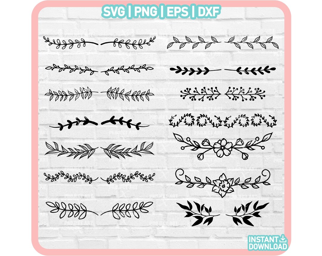Greenery Leaf Divider Svg Bundle, Floral Dividers Svg, Leaves Svg ...