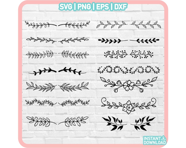 Greenery Leaf Divider Svg Bundle, Floral Dividers Svg, Leaves Svg ...