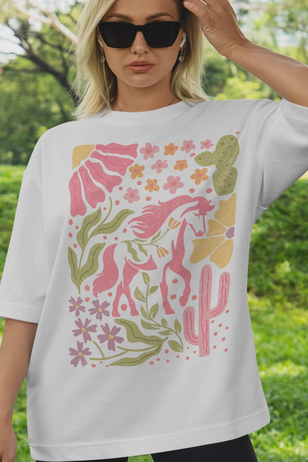 Boho Horse and Flowers Svg and Png Bundle, Retro Flower Svg, Retro ...