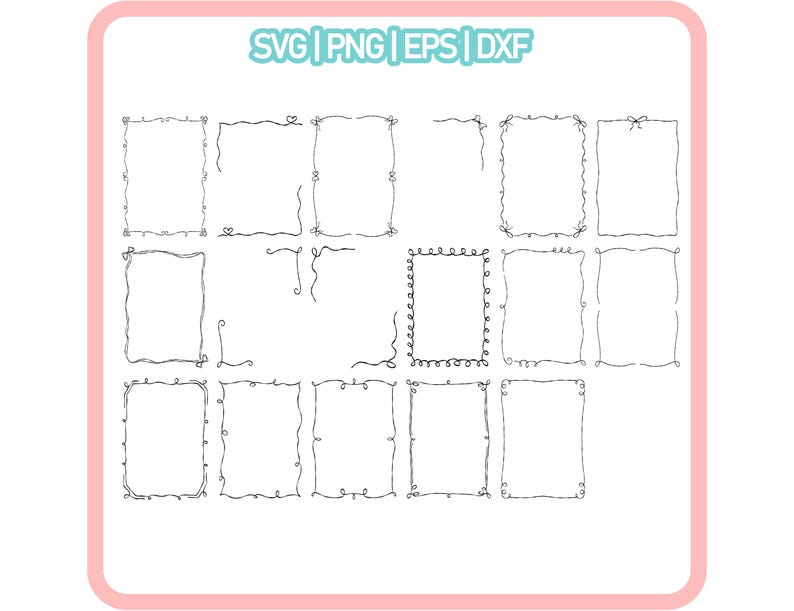 Whimsical Frames Svg and Png Bundle, Whimsical Clipart, Wedding ...
