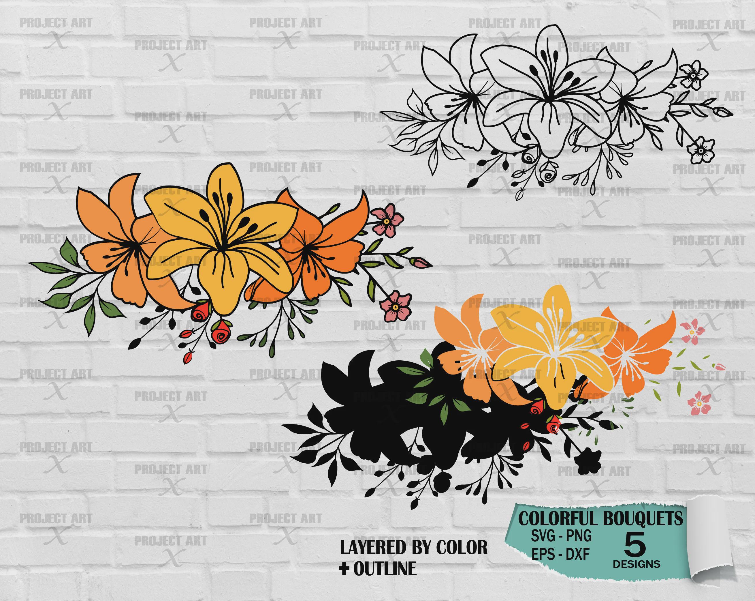 Flower Svg Bundle, Floral Arrangement Svg, Floral Svg, Wildflower Svg ...