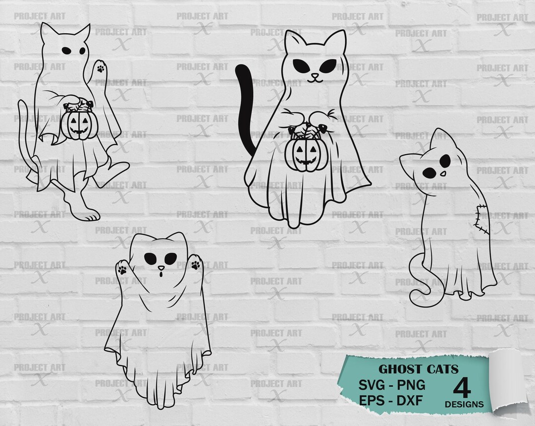 Ghost Cat SVG, Cat SVG, Ghost SVG, Ghost Silhouette, Ghost Cat Vector ...