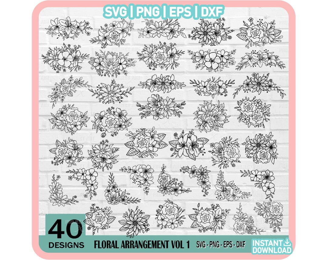 Flower Svg Bundle, Floral Arrangement Svg, Floral Svg, Wildflower Svg ...