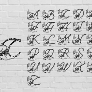 Western Split Alphabet, Split Monogram SVG, Split Monogram Frame ...