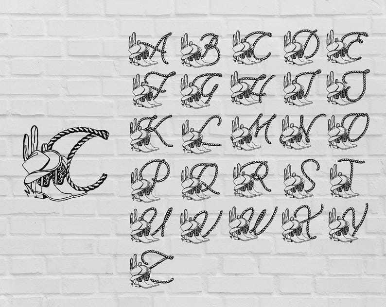 Western Split Alphabet, Split Monogram SVG, Split Monogram Frame ...