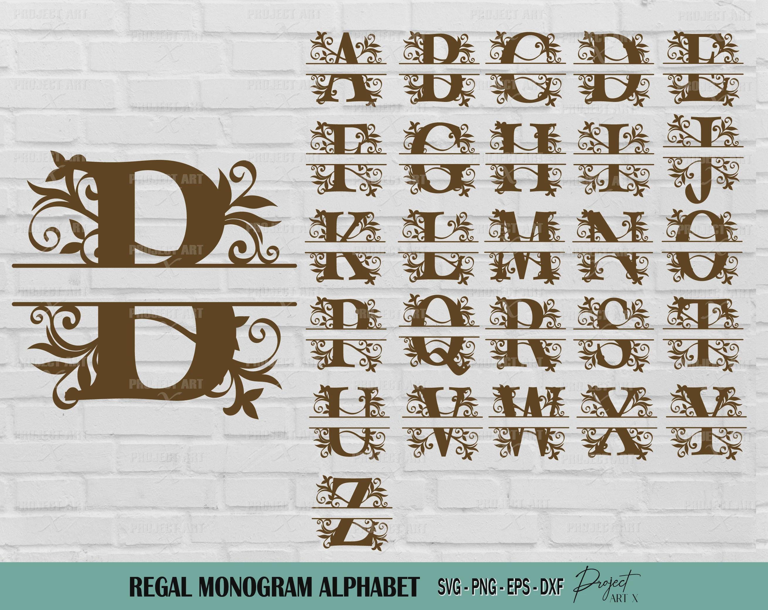 Split Regal Monogram Alphabet Letters Laser Cut Files Digital Download ...