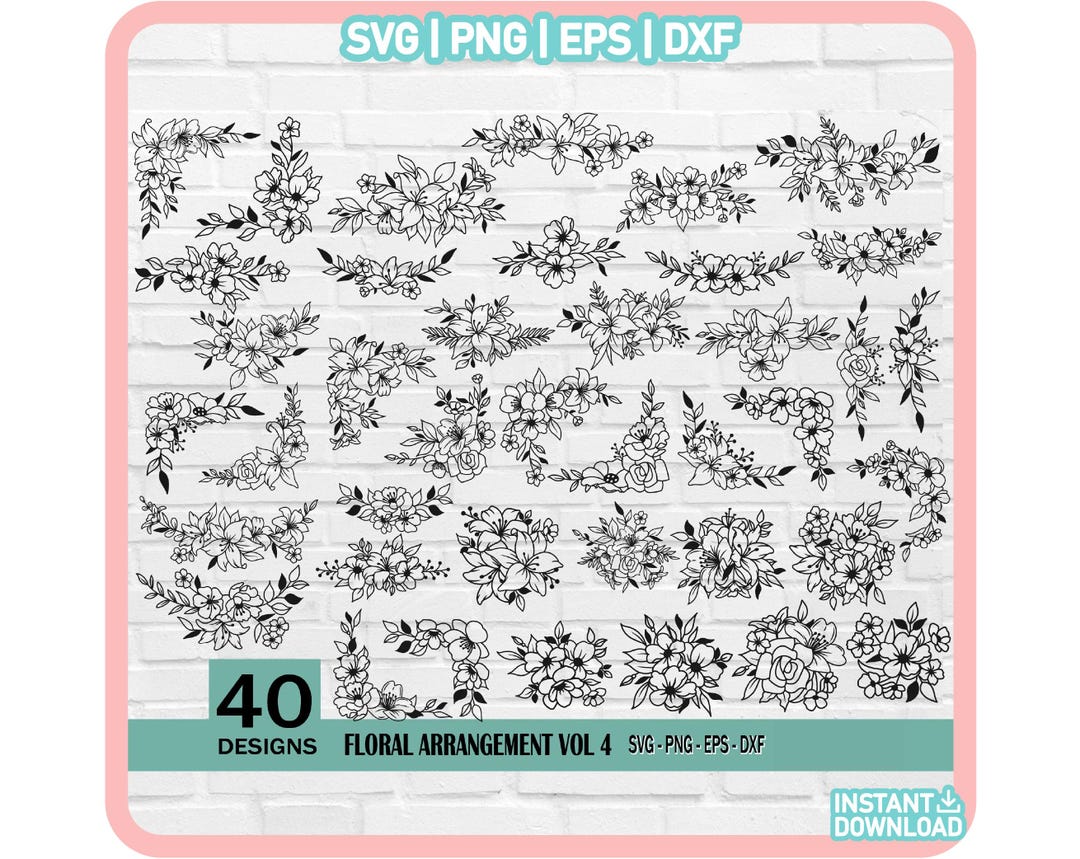Flower Svg Bundle, Floral Arrangement Svg, Floral Svg, Wildflower Svg ...