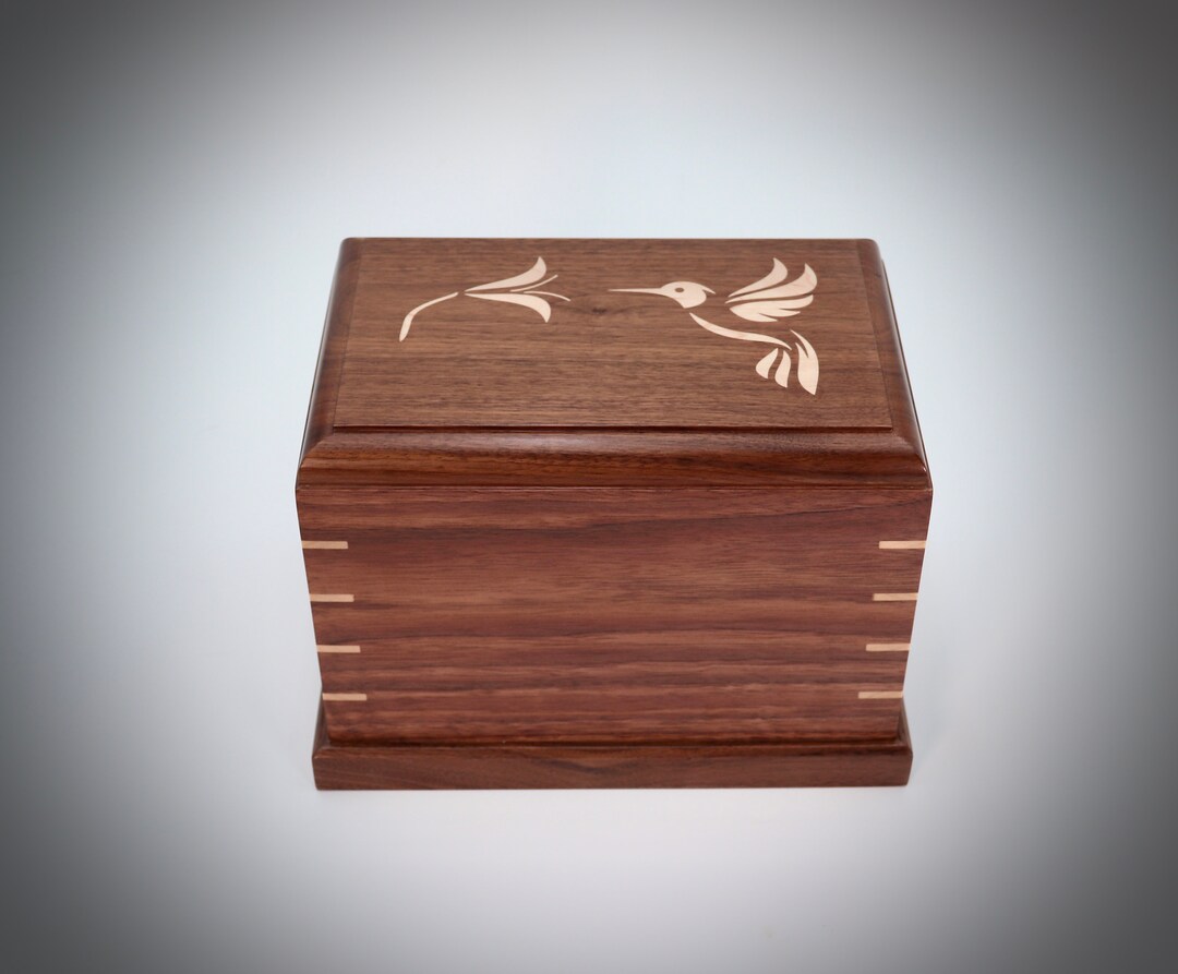 Urn Solid Walnut Wood With Solid Maple Wood Hummingbird Inlay #W-559 - Etsy