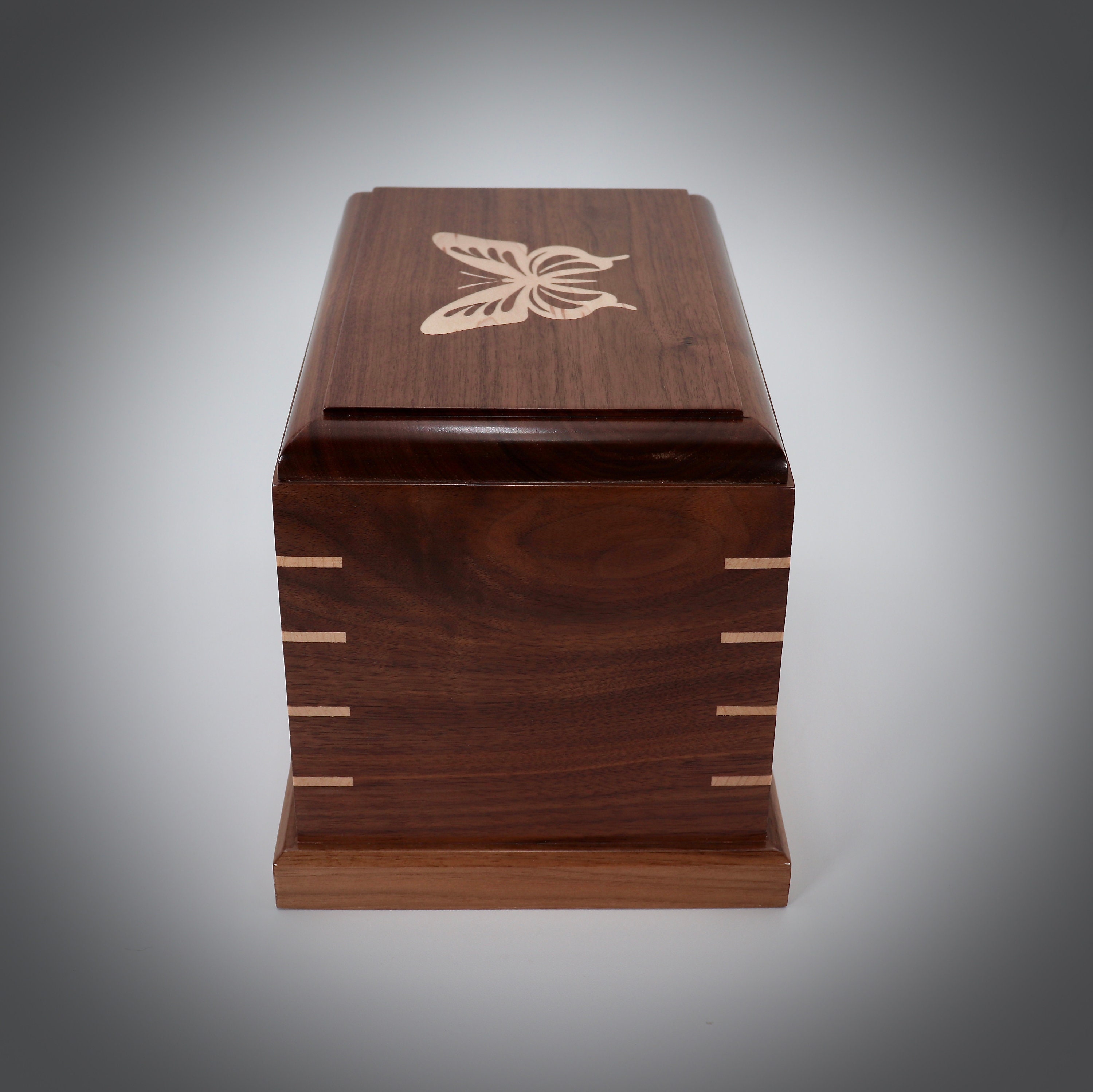 Solid Walnut Wood Urn With Solid Maple Wood Butterfly Inlay V565 - Etsy