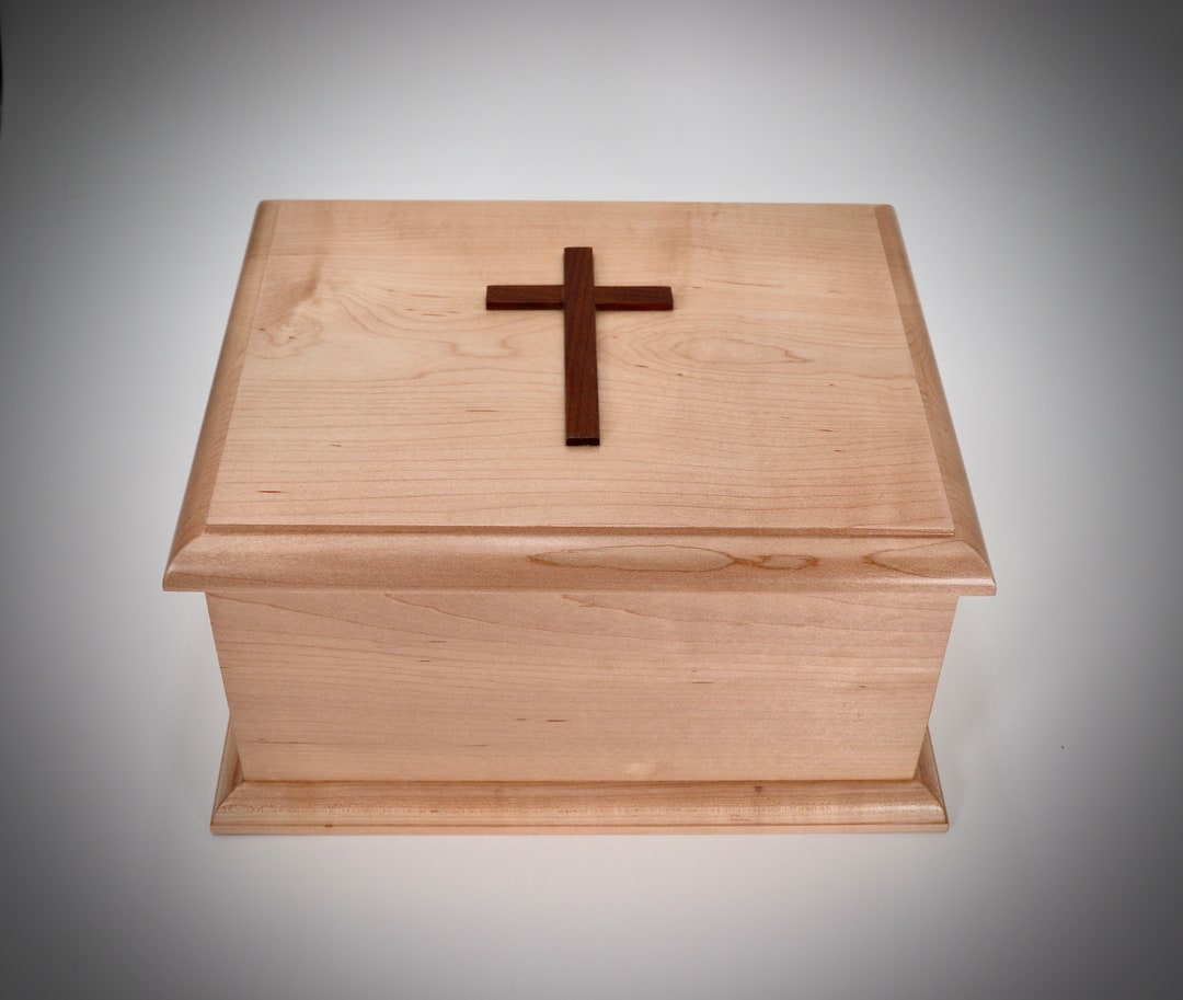 Solid Maple Wood Urn With Attached Walnut Cross. - Etsy