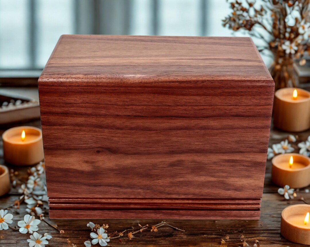 Handmade Walnut Wood Cremation Urn With Easy Crematorium Temporary Box ...