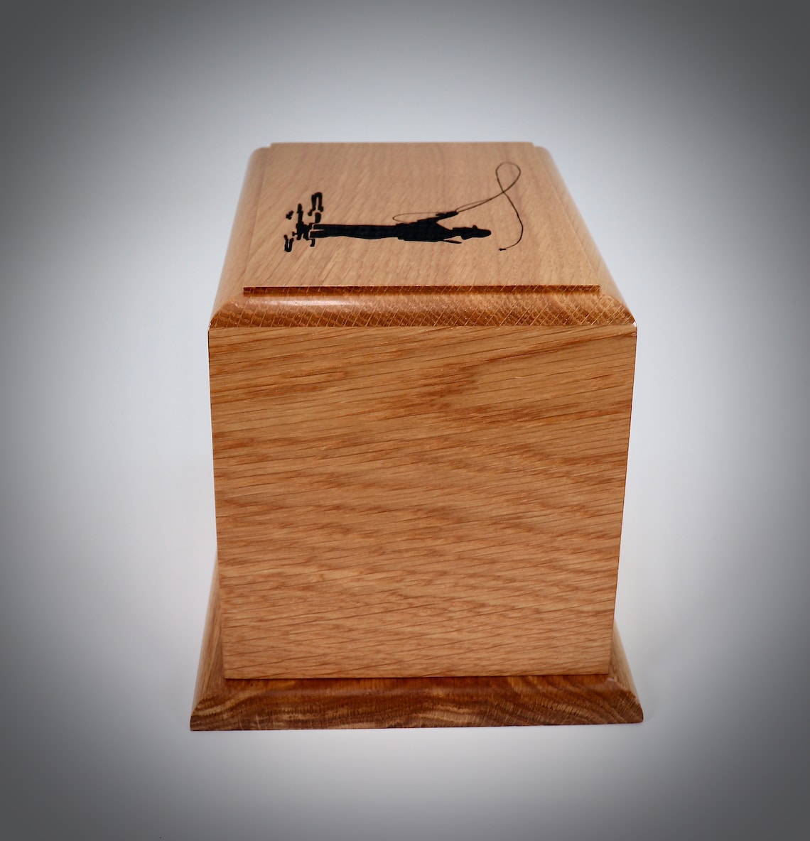 Solid Oak Wood Urn With Engraved Fisherman O-1096 - Etsy