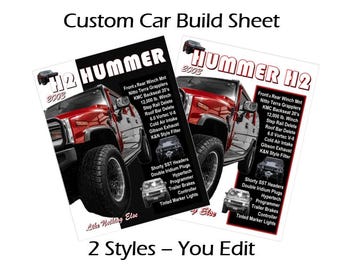 Show Car Build Sheet Template (MS Word & PDF) - Etsy
