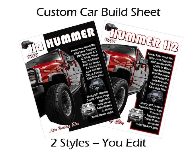 Show Car Build Sheet Template (MS Word & PDF) - Etsy